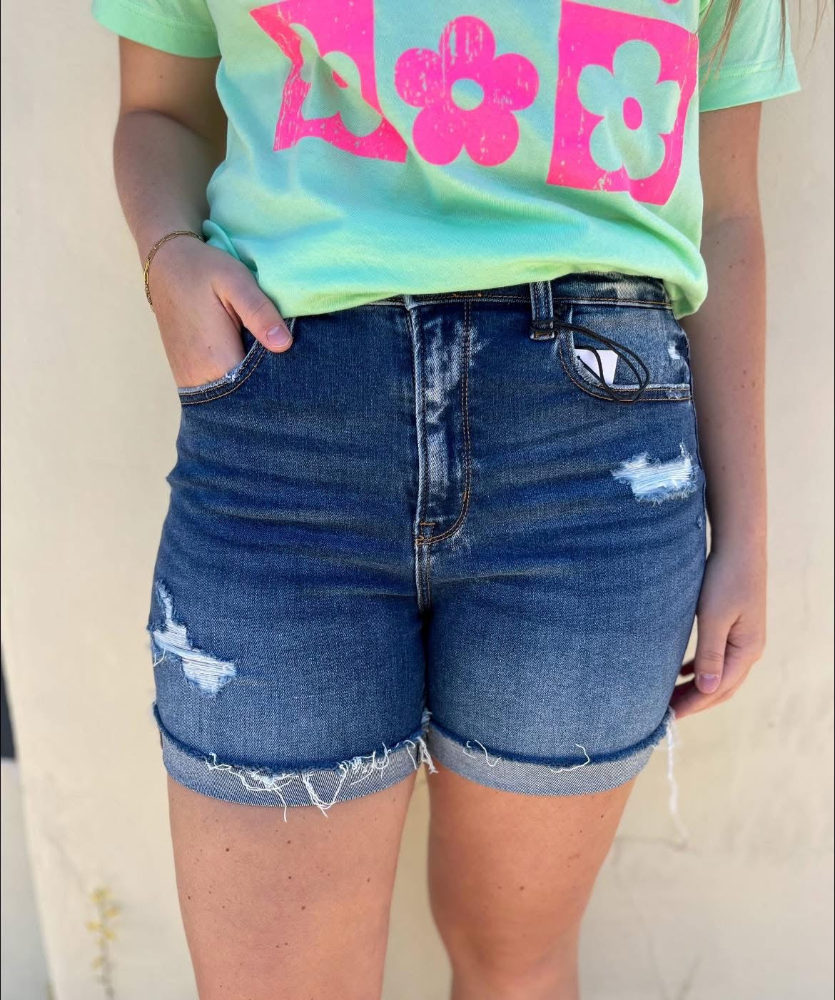 Kasey Cuffed Denim Shorts – Ani Oakli Clothing Co.